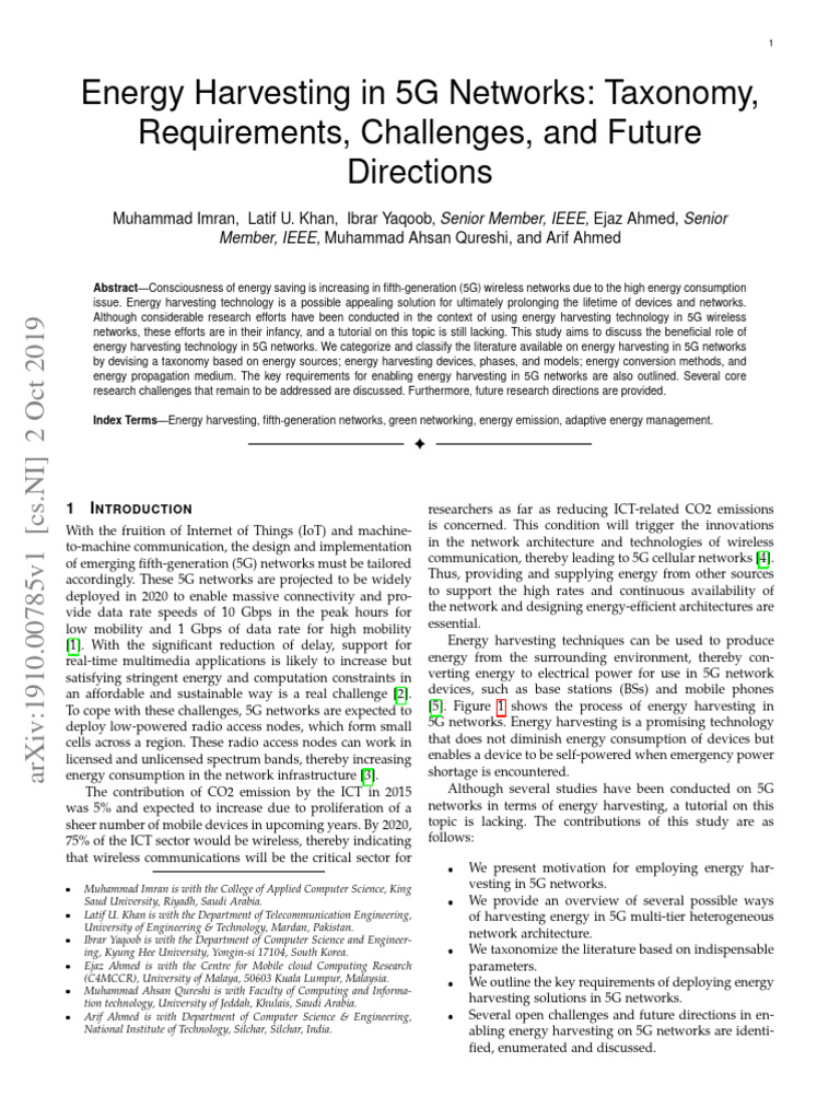 Energy Harvesting 5g Future | PDF | Energy Harvesting | Computer Network