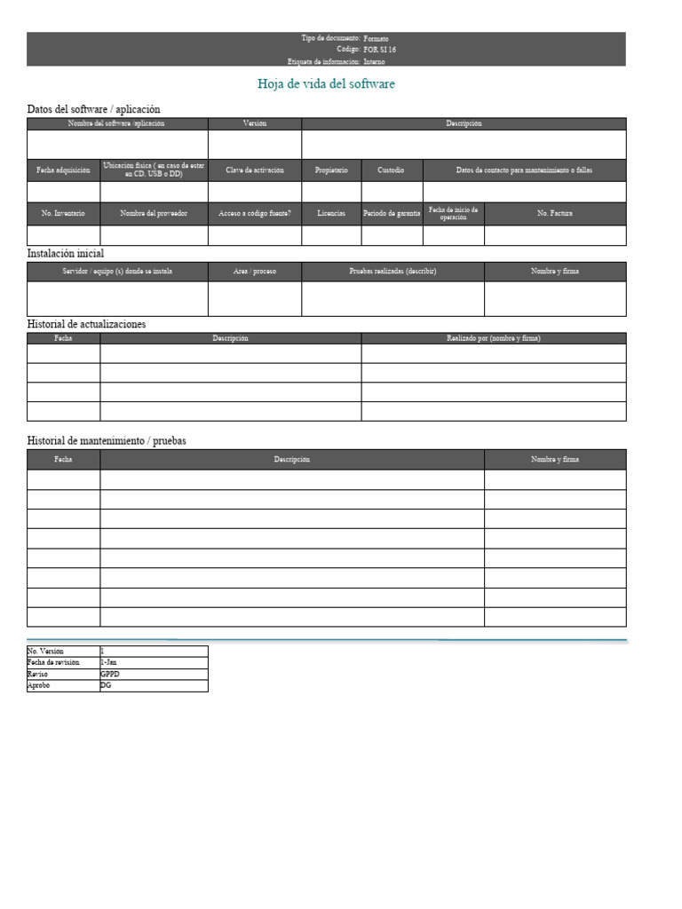 Hoja de Vida Software | PDF