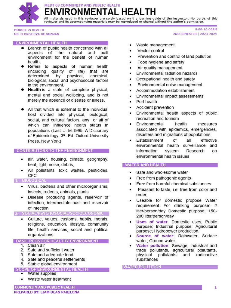 Medt02 Environmentalhealth Pdf Environmental Health Water Pollution
