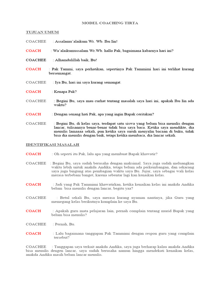 Percakapan Coaching Alur TIRTA | PDF