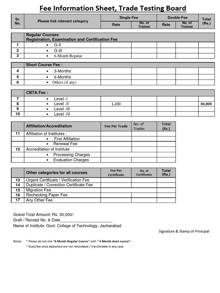 Fee Information Sheet | PDF