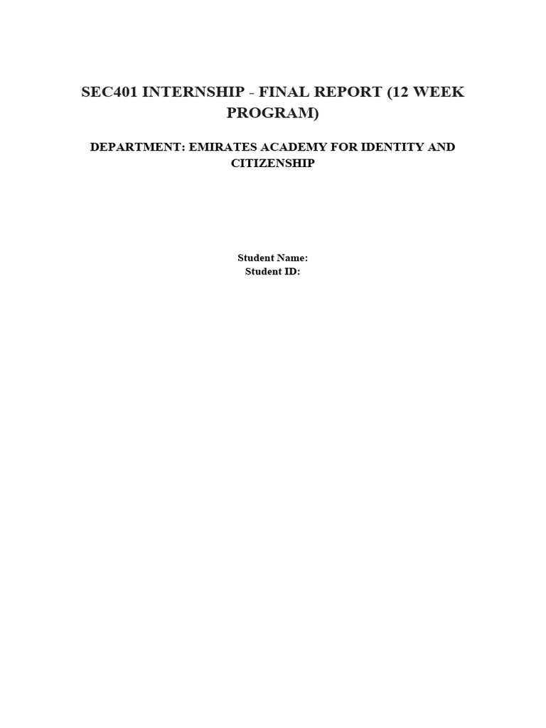 Sec401 Internship - Final Report (Y) (1) .Edited | PDF | Emotional ...