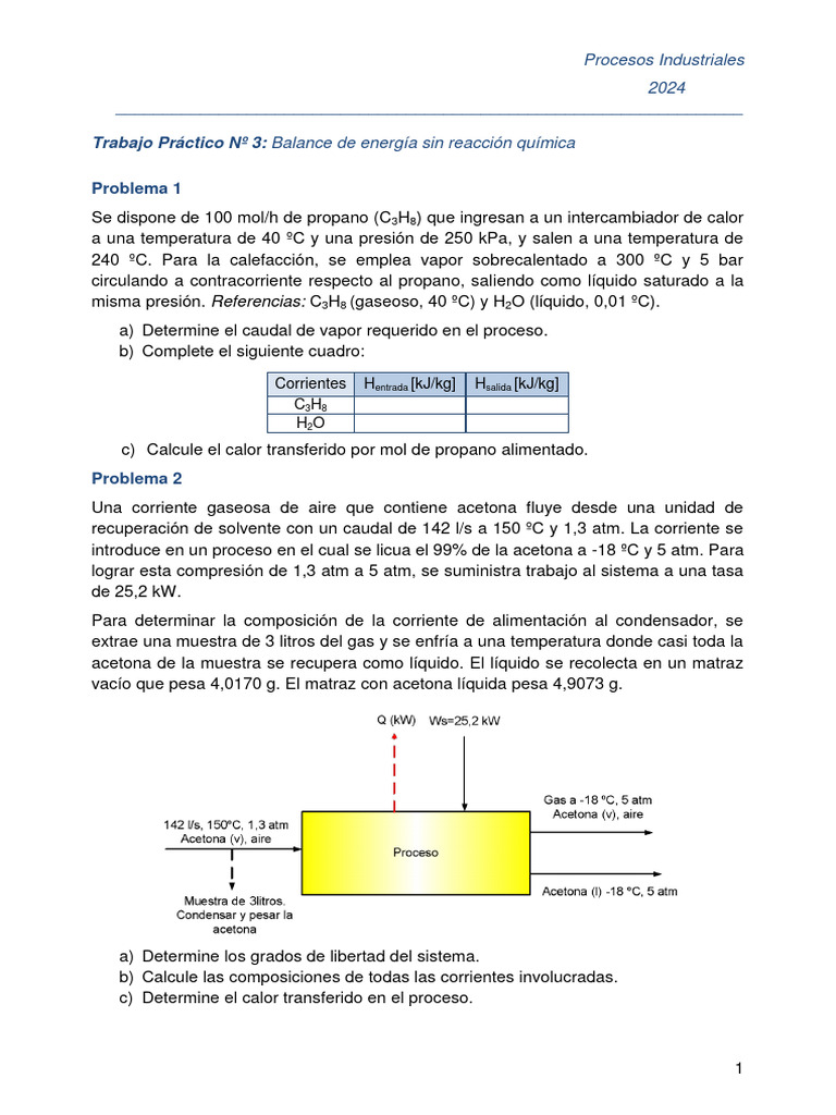 TP N°3 - PI - BalanceEnergía | PDF | Agua | Vapor