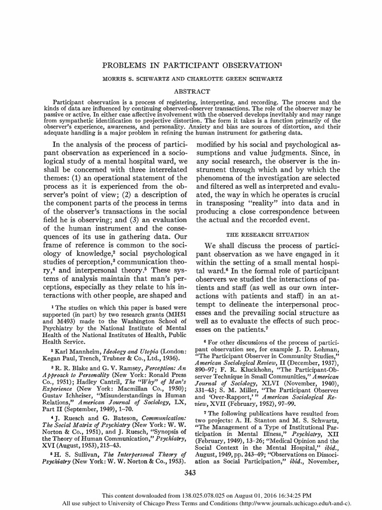 Passive Participant | PDF | Observation | Psychiatry