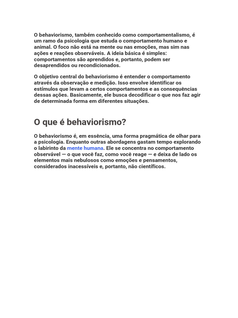 Behaviorismo | PDF | Behaviorismo | Comportamento