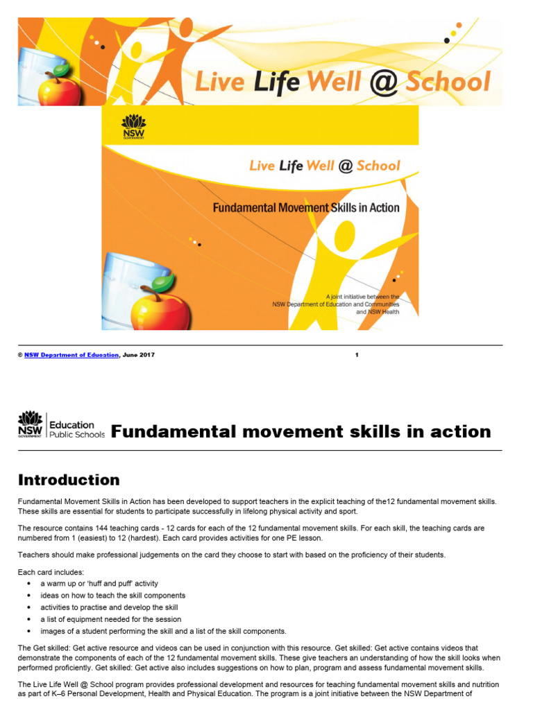 Fundamental Movement Skills Cue Cards | PDF | Hand | Foot