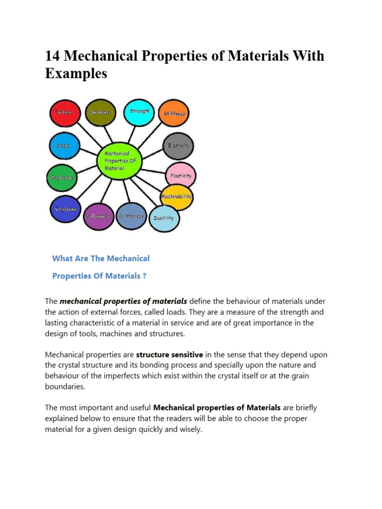 Mechanical Properties of material | PDF | Strength Of Materials | Ductility
