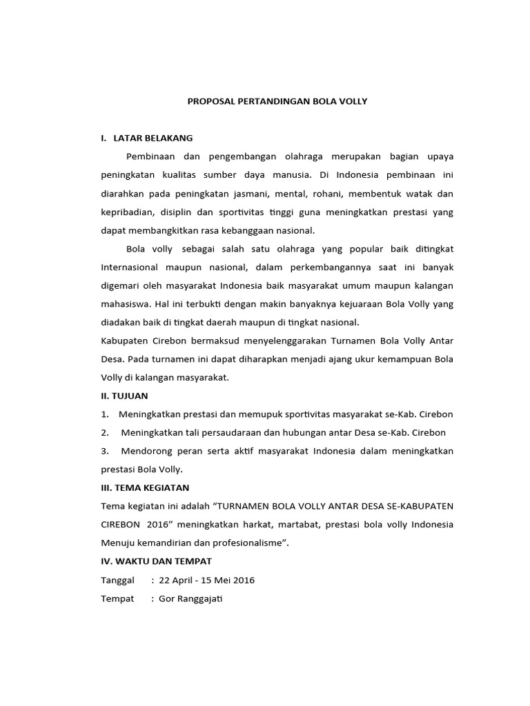 Proposal Pertandingan Bola Voli | PDF