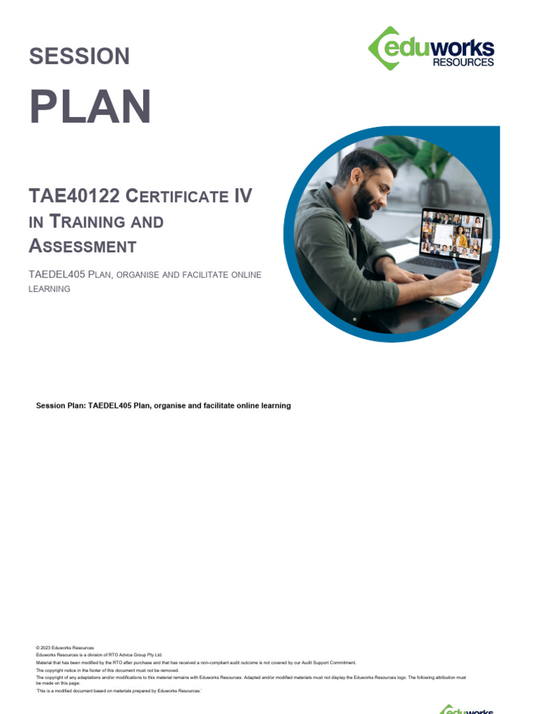 TAEDEL405 Session Plan V1.0 (ID 208004) | PDF | Educational Technology ...