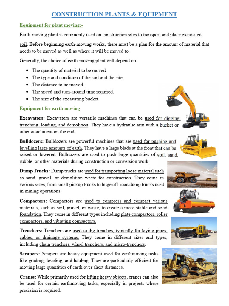 Module 6 Construction Plants & Equipment and Plants &equipment For ...
