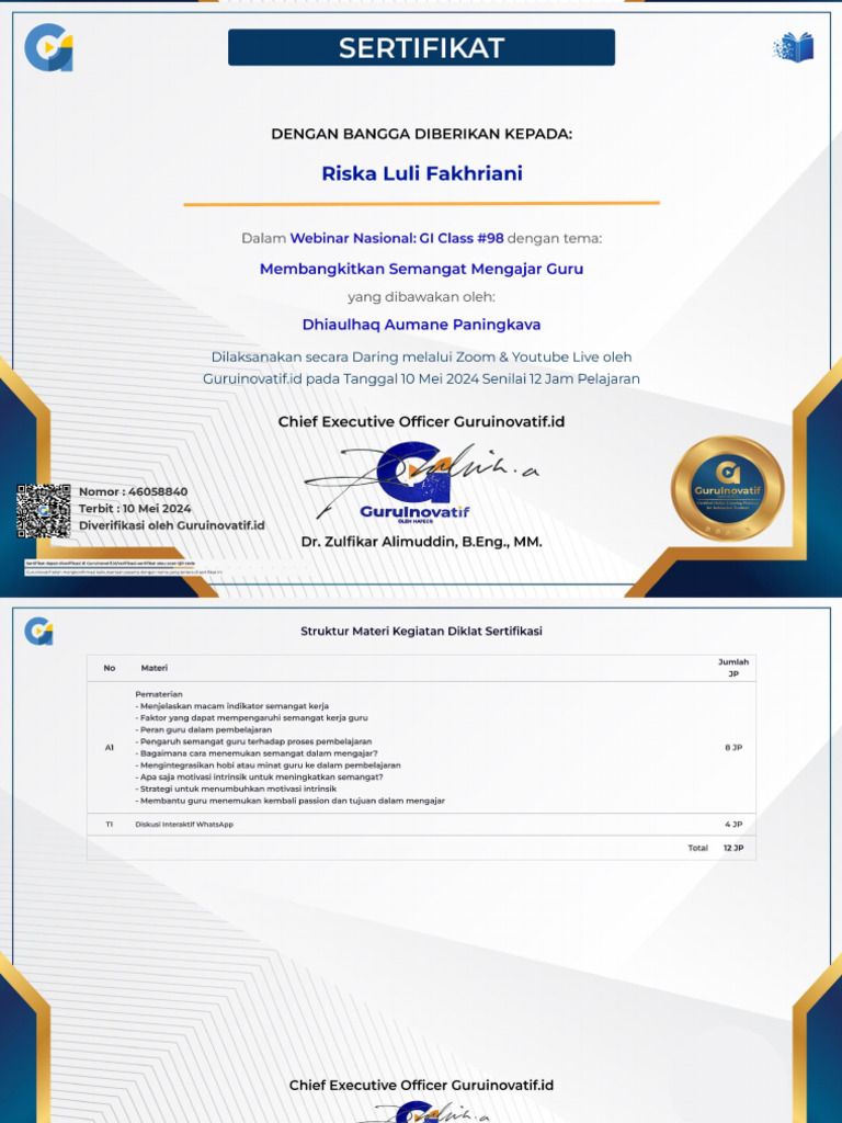 File Sertifikat Event - GIC Ms Riska 5 | PDF