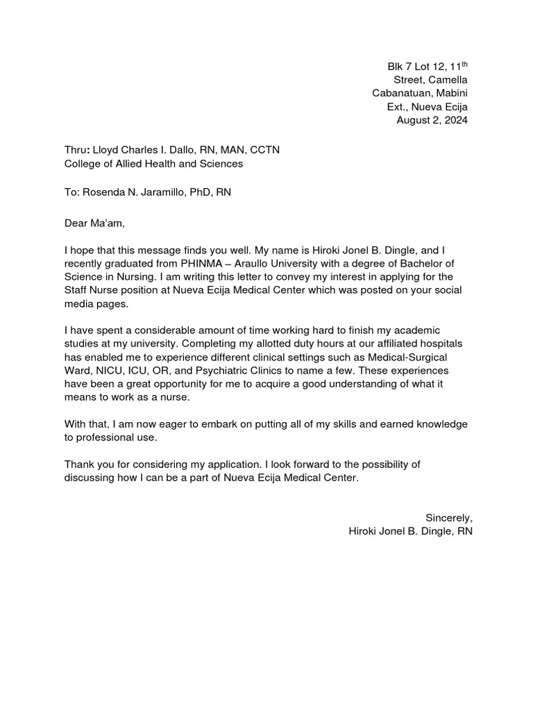 Application Letter | PDF | Self-Improvement
