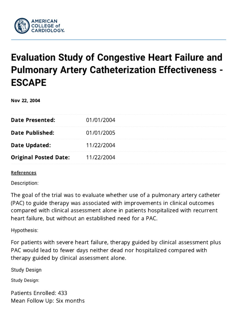 Escape Trial 2004 | PDF | Heart Failure | Heart