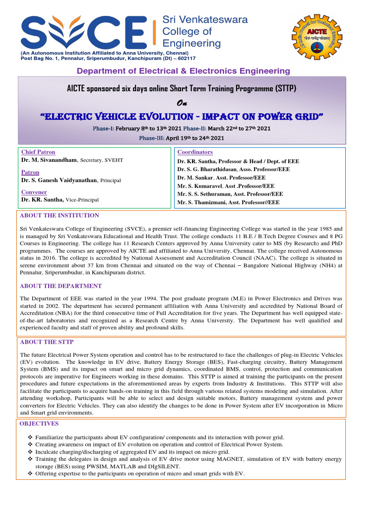 AICTE STTP 2021 Evolution of Electric Vehicle Impact On Power Grid ...