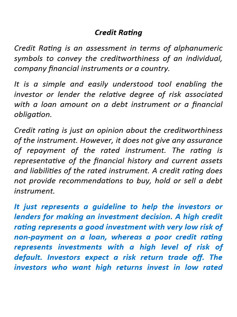 Understanding Credit Ratings and Risks | PDF | Credit Rating Agency ...