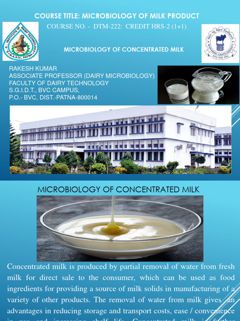 Microbiology of Concentrated Milk | PDF | Milk | Powdered Milk