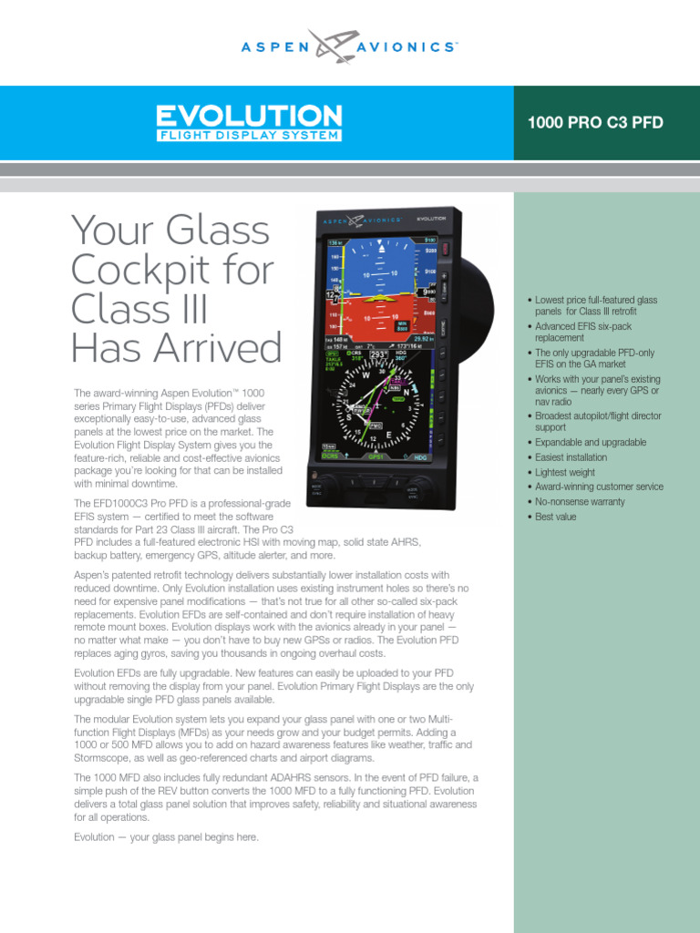 091-00021-001 REV C - 1000 Pro C3 PFD For Web | PDF | Aerospace | Avionics