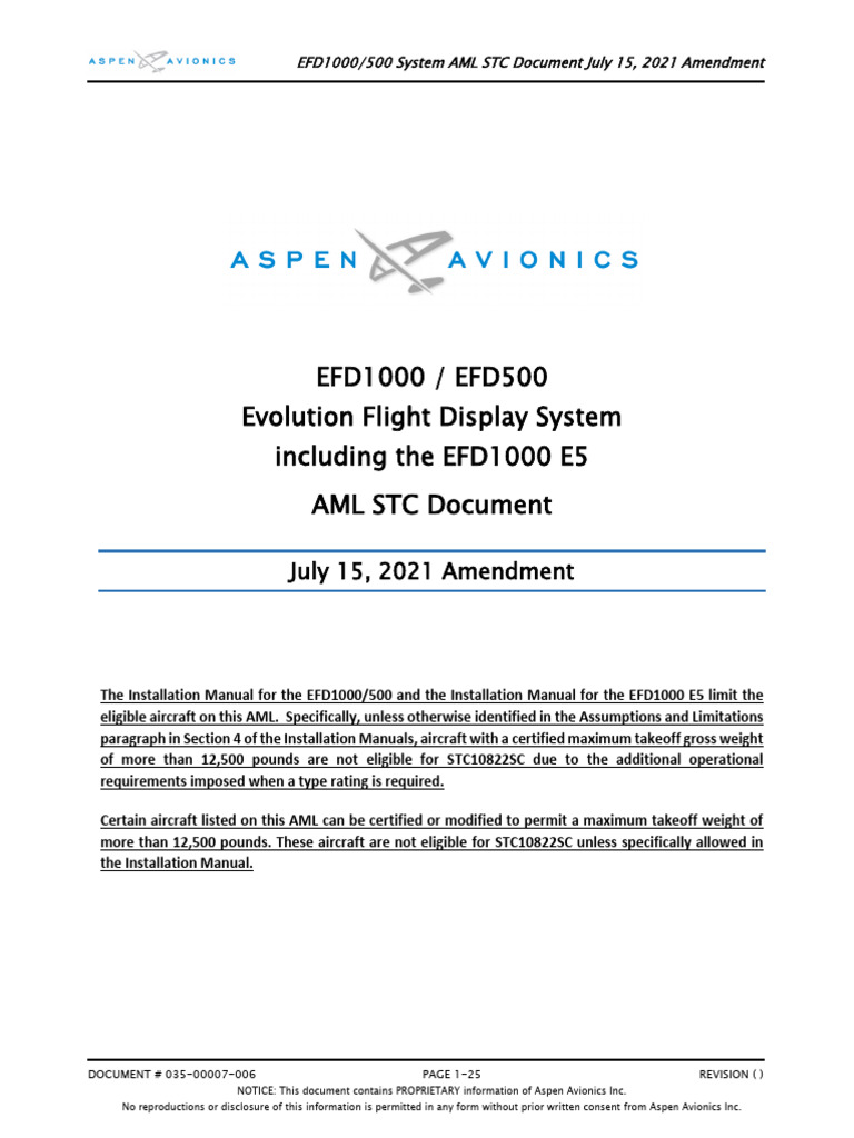 EFD1000/500 AML STC Guide | PDF | Federal Aviation Administration ...