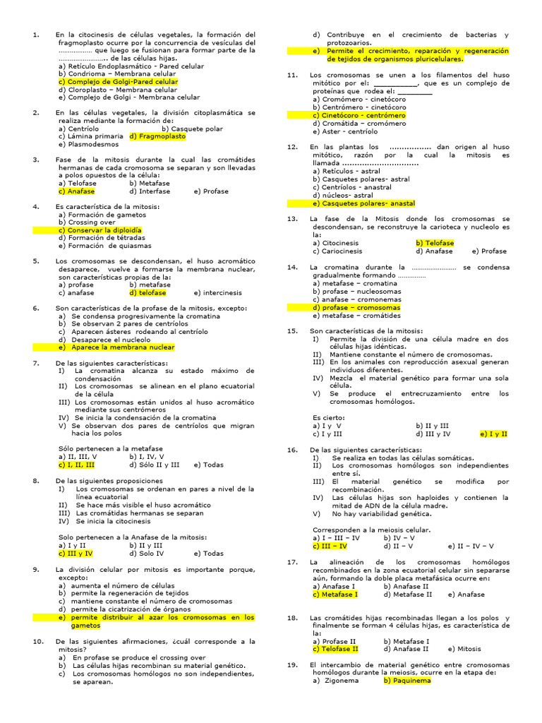 Practica Reprod Celular Liceo | PDF | Mitosis | Mitosis