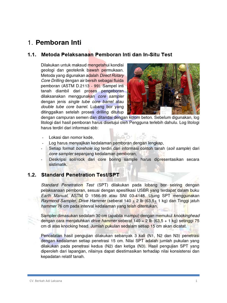 Metode Pemboran Inti dan SPT | PDF