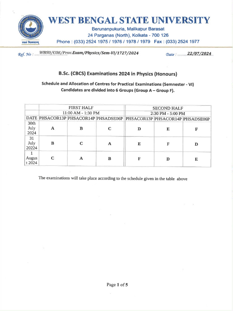 Seat Allotment For Physics Sem - VI - Practical Exam. 2024 | PDF