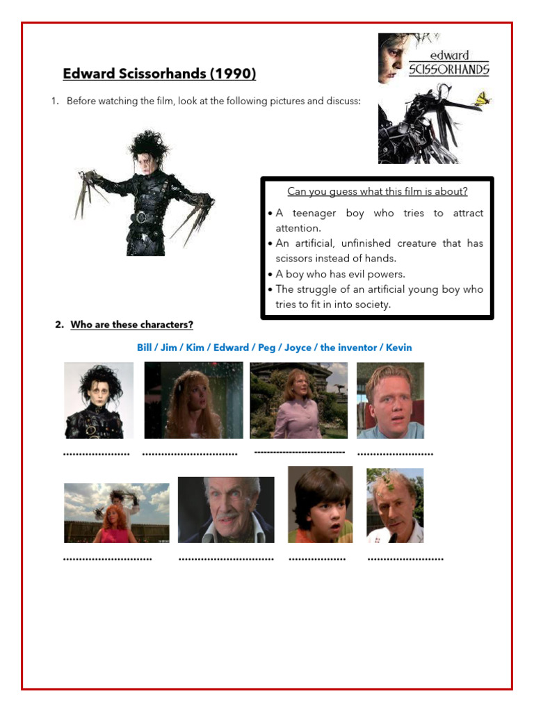Edward Scissorhands Worksheet | PDF