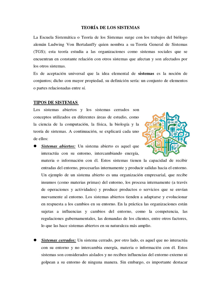Teoria de Los Sistemas | PDF | Teoría de sistemas | Sistema