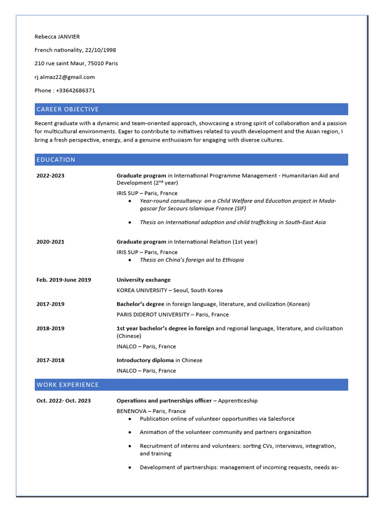 CV Anglais 2023 | PDF