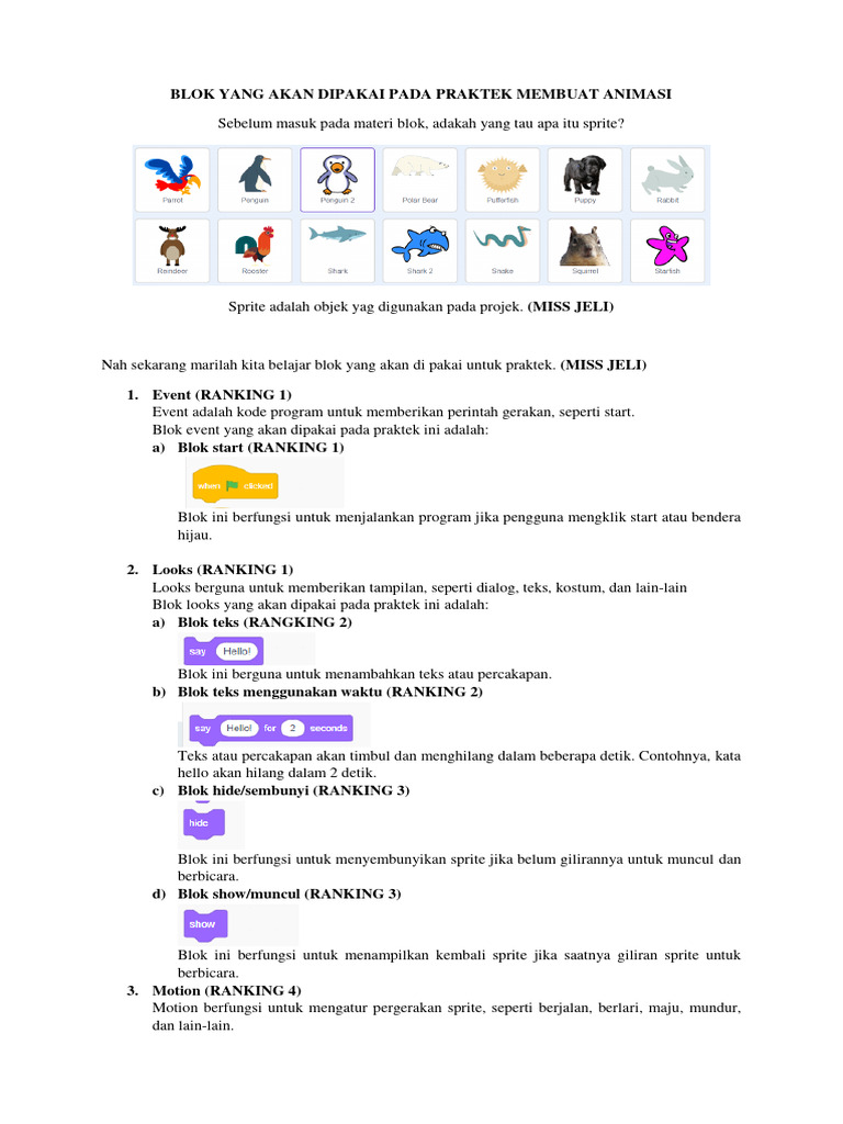 Informatika Kelas 7 Bab 8 Teks Penjelasan Aplikasi Scratch | PDF