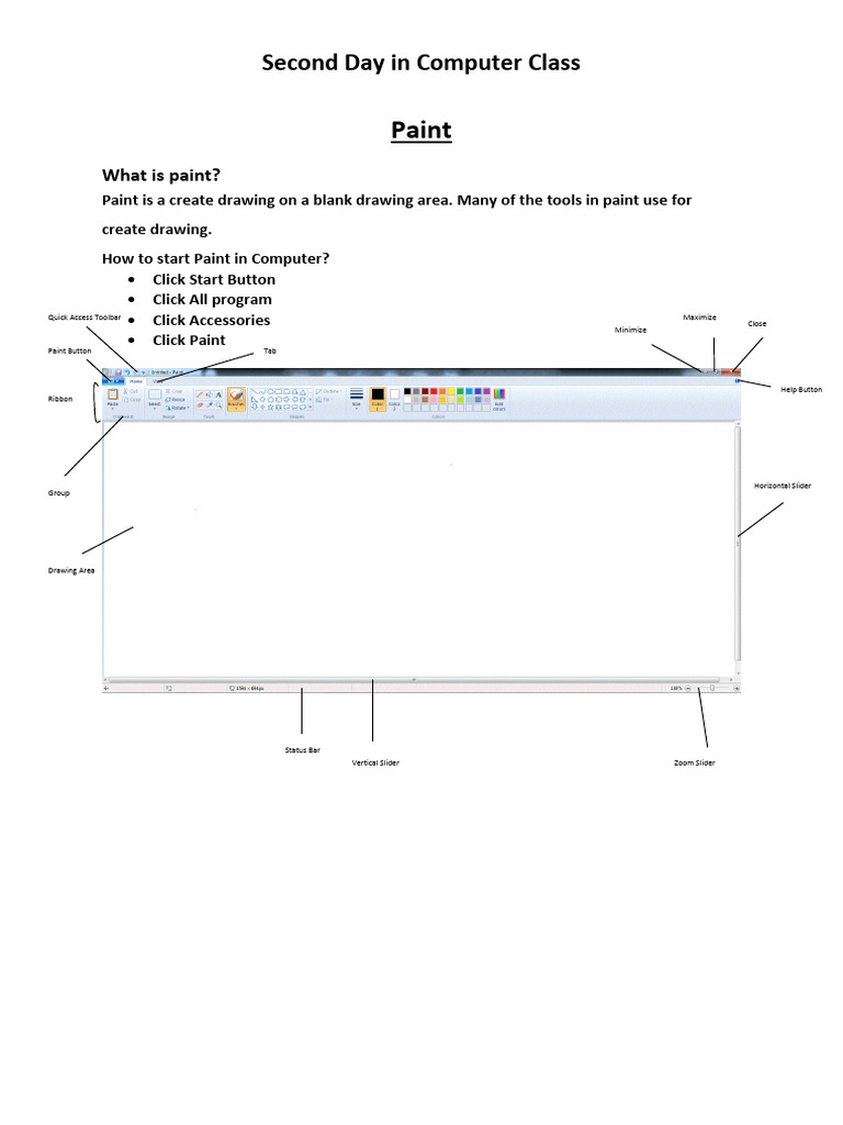 Second Day in Computer Class (Ms-Paint Introduction) | PDF | Software | Computing