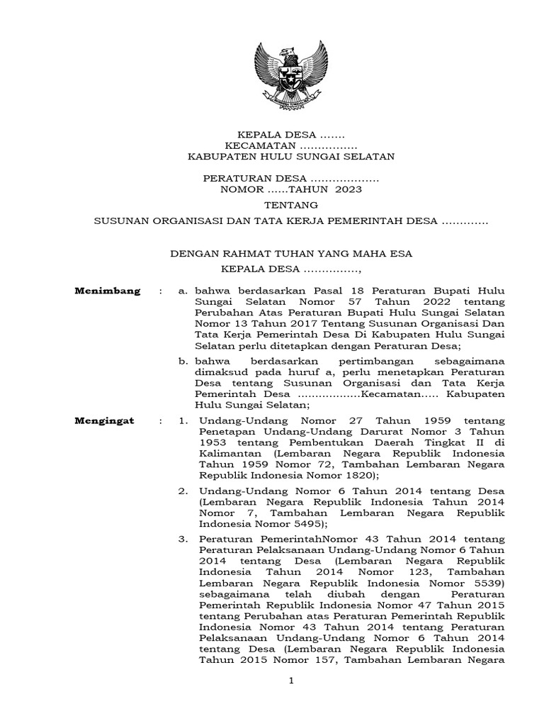 Contoh Perdes Sotk 2023 | PDF