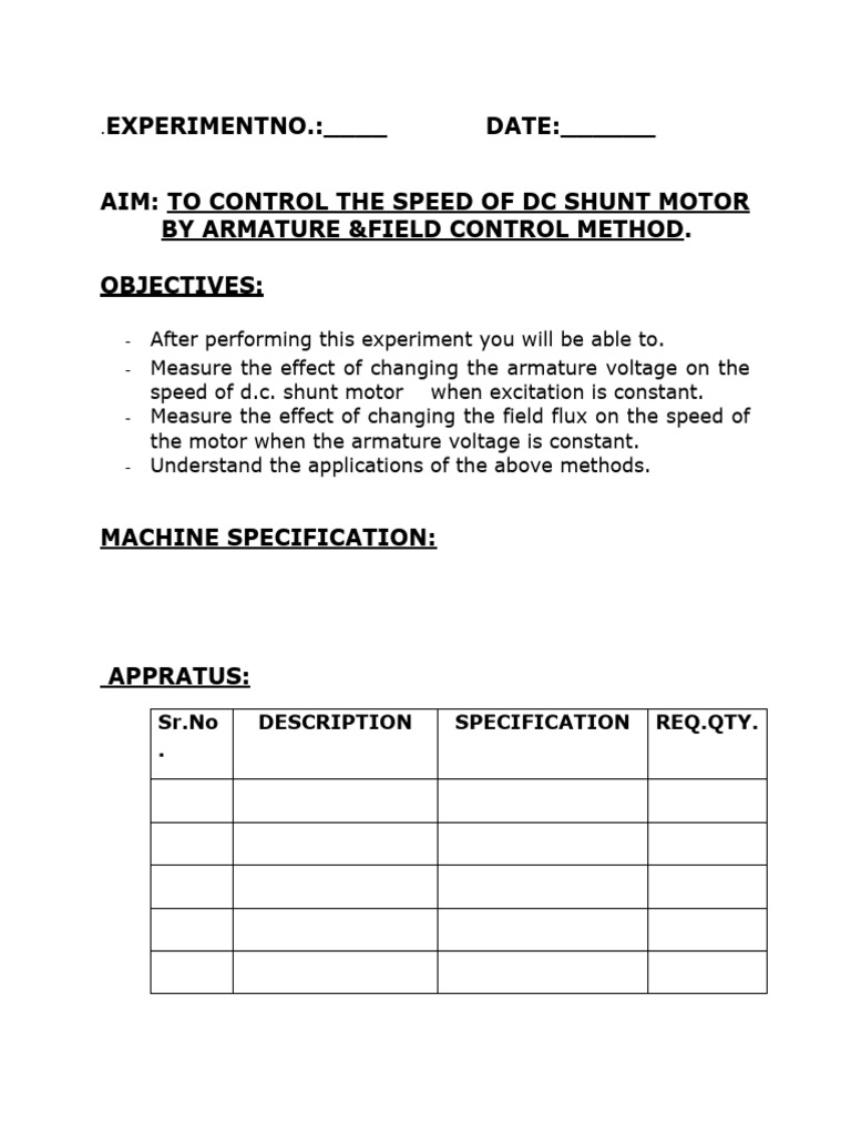 9 Speed Control of A DC Shunt Motor | PDF | Electrical Engineering ...