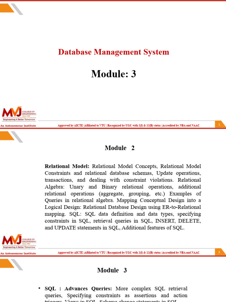 DBMS Module3 | PDF | Relational Model | Relational Database