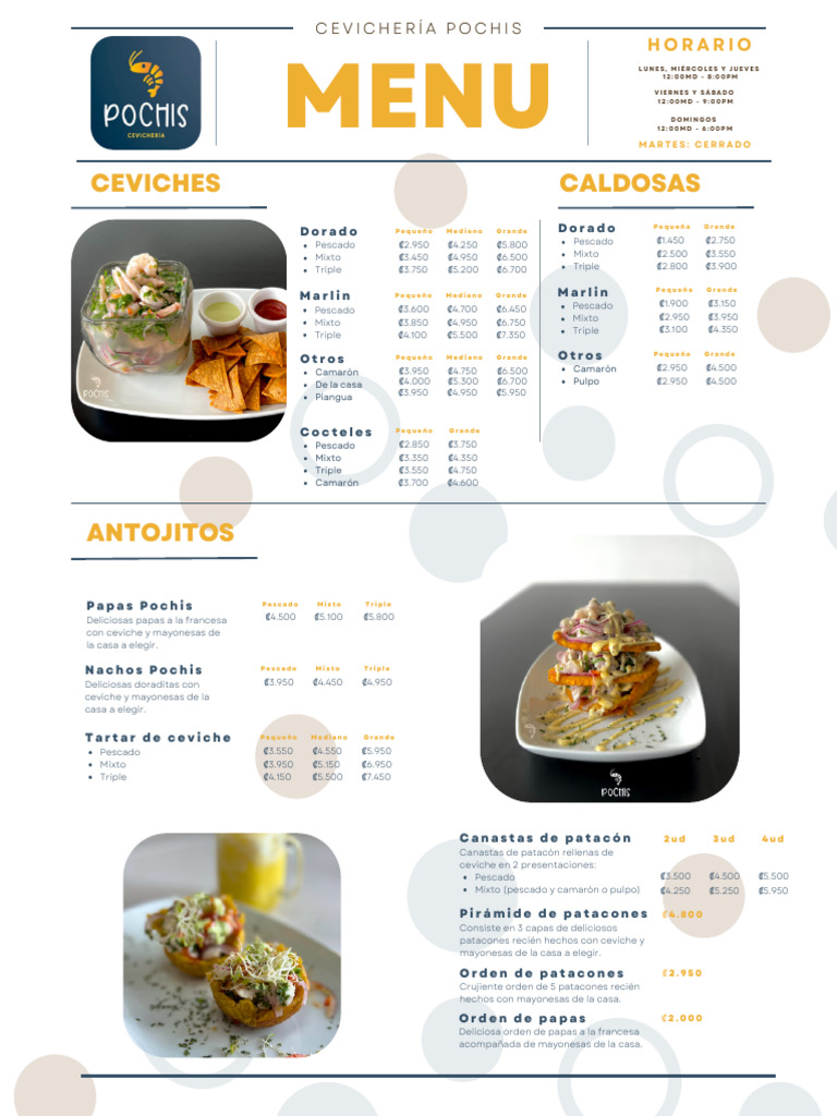 Menú Pochis | PDF | Mariscos | Cocina occidental