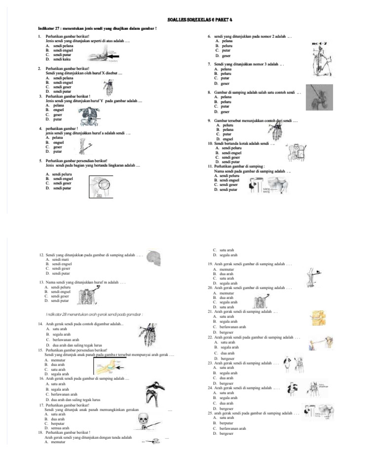Kuis Jenis dan Gerak Sendi | PDF