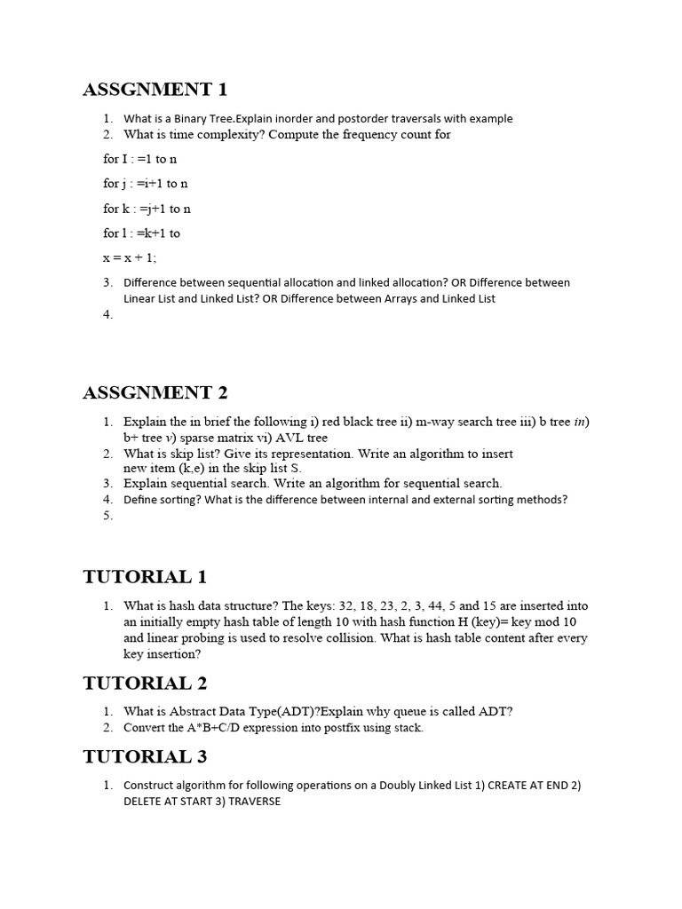 DS Assignments | PDF | Science & Mathematics | Computers