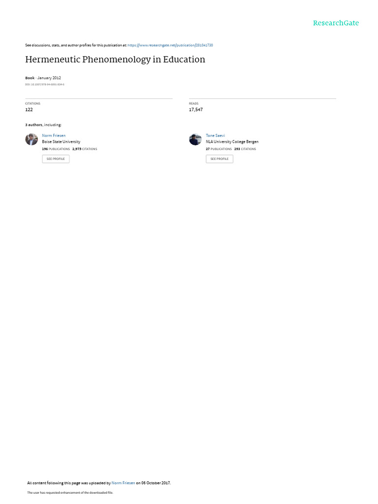 Friesen N. Saevi T. and Henriksson C. Ed | PDF | Hermeneutics ...