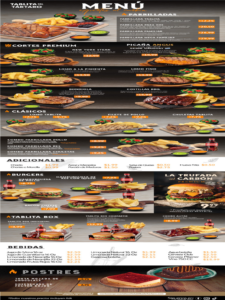 Menu Digital La Tablita Del Tartaro Salon | PDF