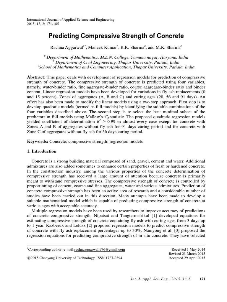 Predicting Compressive Strength of Concrete | PDF | Linear Regression | Concrete