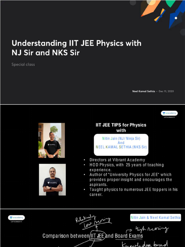 Understanding IIT JEE Physics With NJ Sir and NKS Sir With Anno | PDF