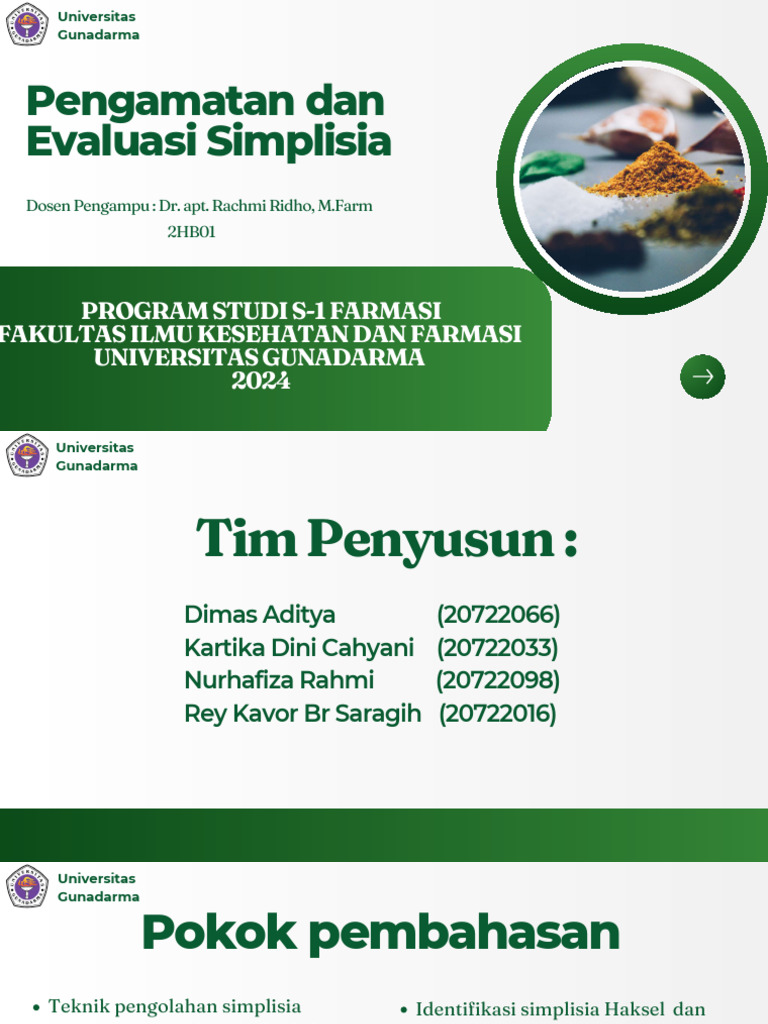 Pengamatan Dan Evaluasi Simplisia | PDF