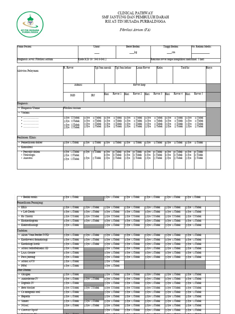 CLINICAL PATHWAY Fibrilasi Atrium | PDF