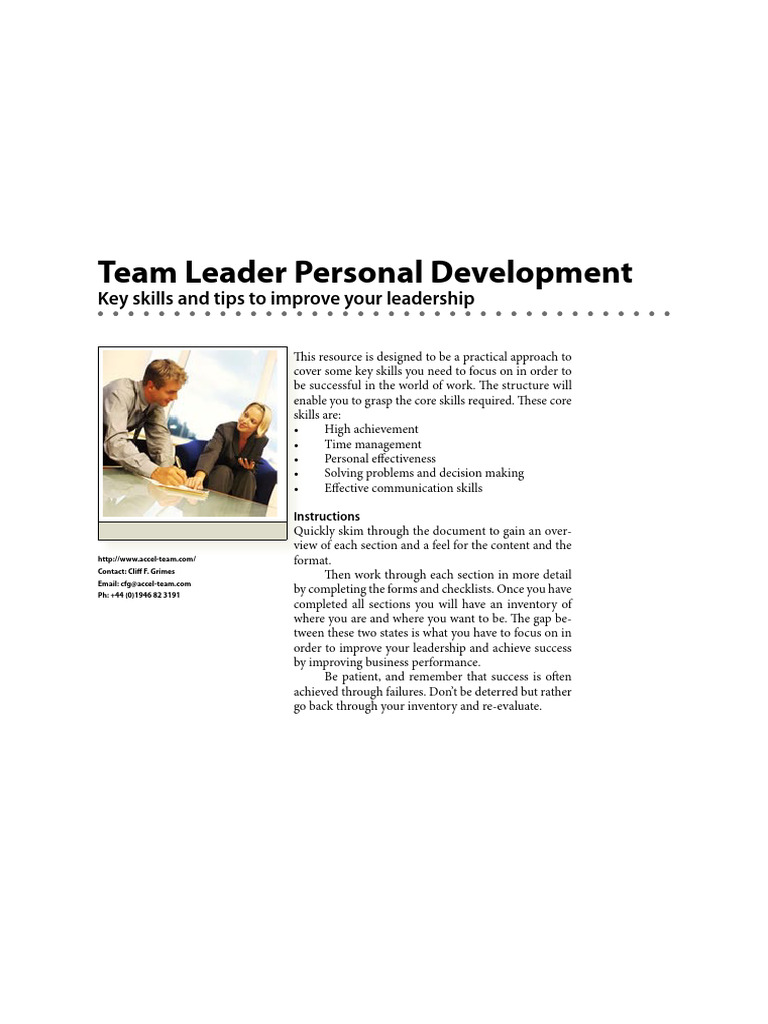 Team Leader Personal Development | PDF | Goal | Decision Making