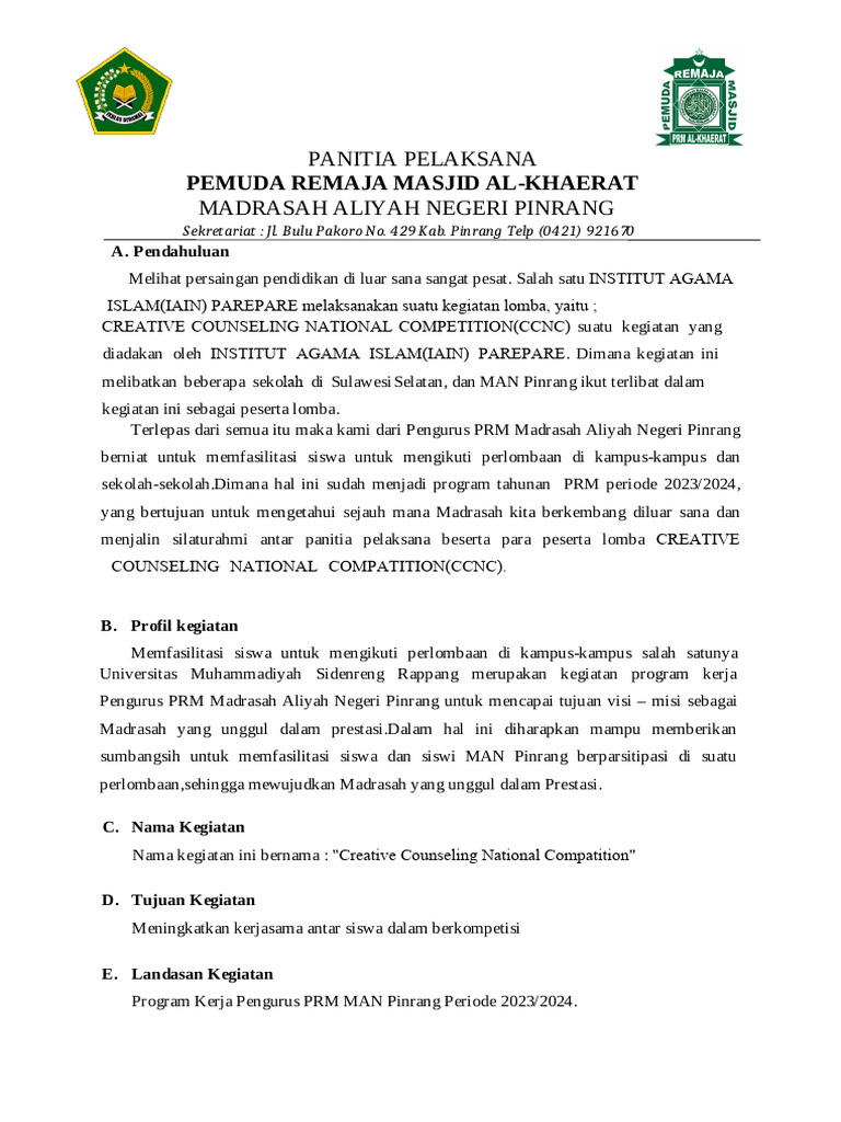 Kompetisi Konseling Nasional MAN Pinrang | PDF