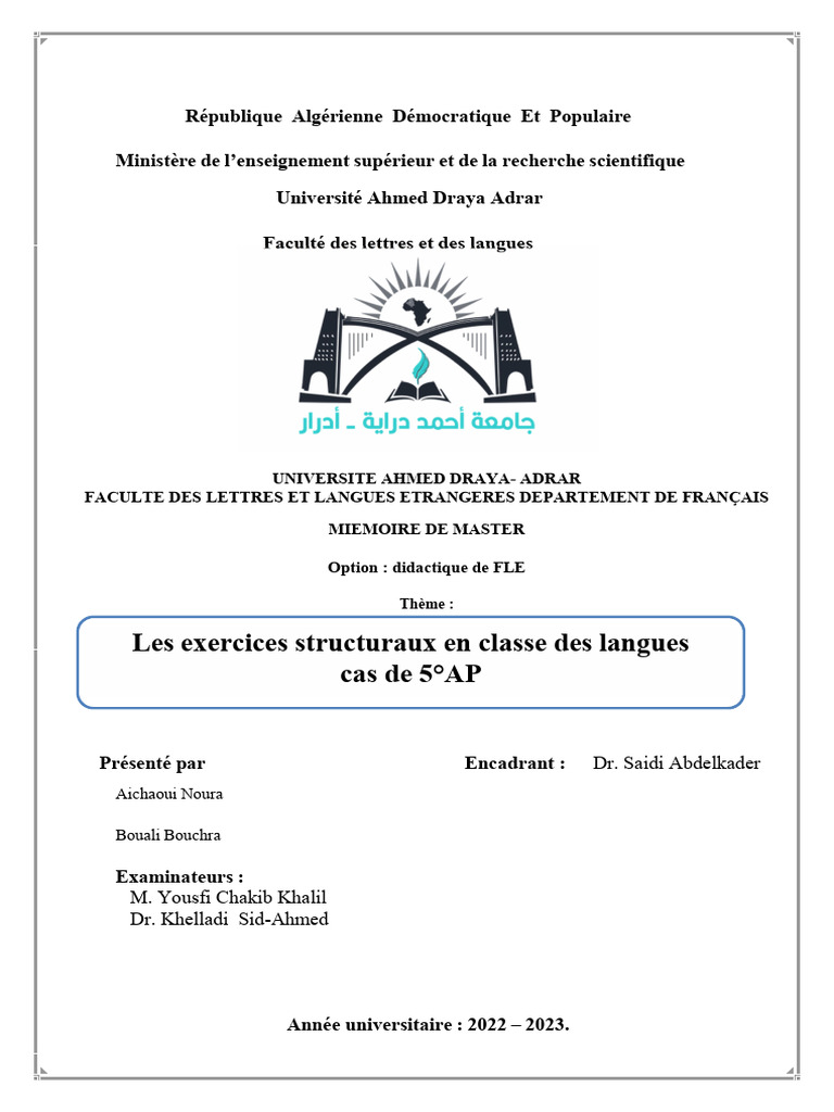 Les Exercices Structuraux en Classe Des Langues | PDF | Apprentissage ...