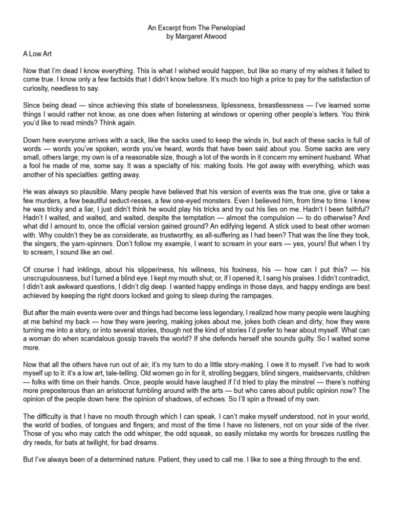 The Penelopiad: A Reflection on Betrayal | PDF | Poetry