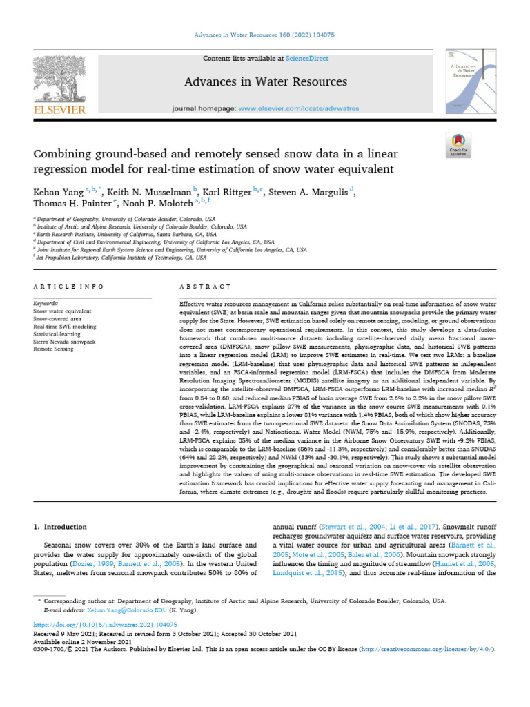 Combining Ground Based and Remotely Sensed Snow Data in A L - 2022 ...