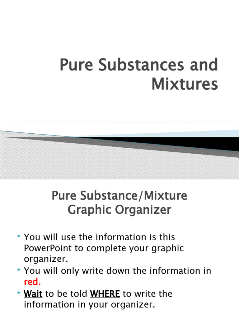 Pure Substances and Mixtures PowerPoint 1 | PDF | Chemical Substances ...