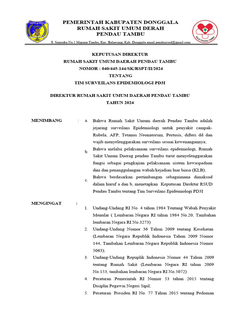 SK Tim Surveilans Pd3i Fix | PDF