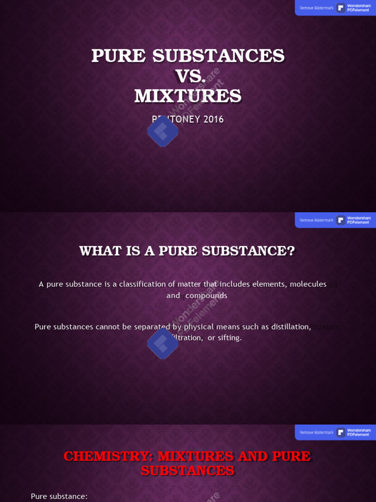 Notes Mixtures and Pure Substances Copy Converted 1 | PDF | Mixture ...